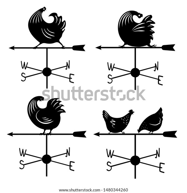 Weathervane Icon Set Logo Rooster Vector Stock Vector (Royalty Free ...