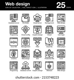 Web Design Outline Icon Set Collection Stock Vector (Royalty Free ...
