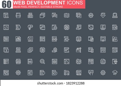 Web Development Thin Line Icon Set Stock Vector (Royalty Free ...