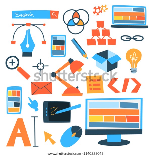 Web Graphic Design Icon Set Beautiful Stock Vector (Royalty Free ...