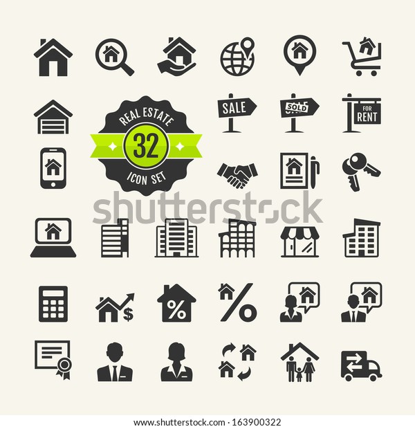Conjunto de iconos Web. Bienes inmuebles,: vector de stock (libre de ...