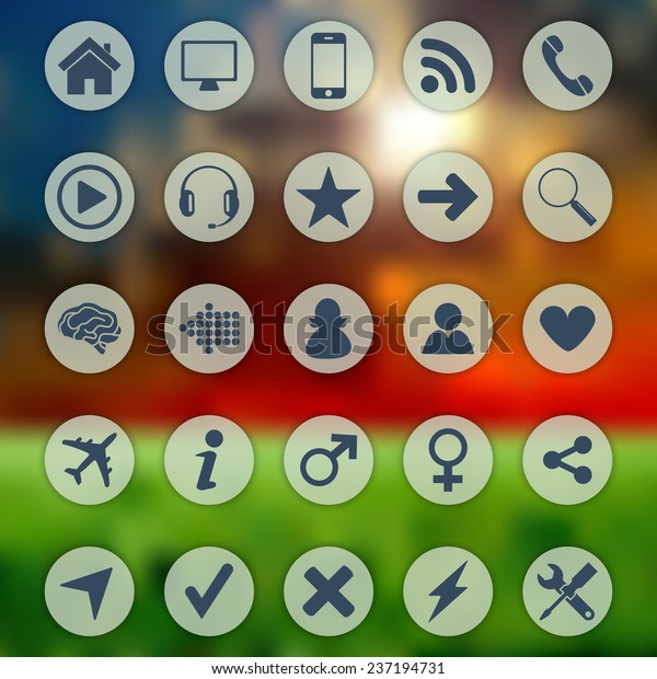 Web Icons Set On Blurred Background Stock Vector (Royalty Free ...