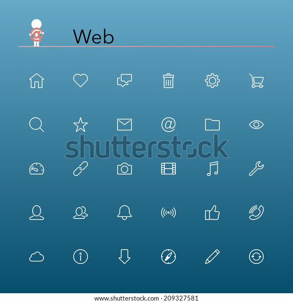 Web Internet Line Icons Set Vector 스톡 벡터(로열티 프리) 209327581