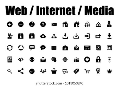 Web Internet Media Icons Set Stock Vector (Royalty Free) 1013053240