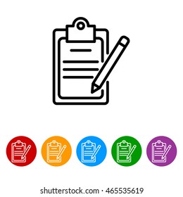 Web Line Icon Checklist Pen Pencil Stock Vector (Royalty Free ...