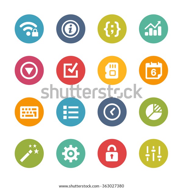 Web Mobile Icons 4 Fresh Colors Stock Vector (Royalty Free) 363027380
