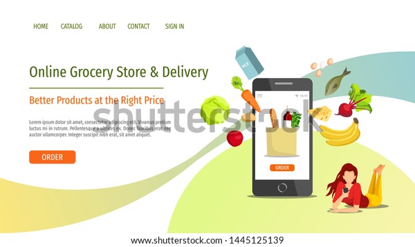 Web Page Design Template Grocery Store Stock Vector (Royalty Free ...