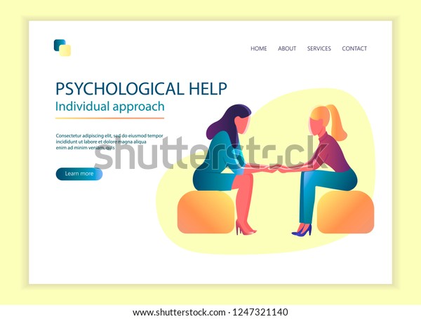 Web Page Template Psychotherapy Session Psychological Stock Vector ...