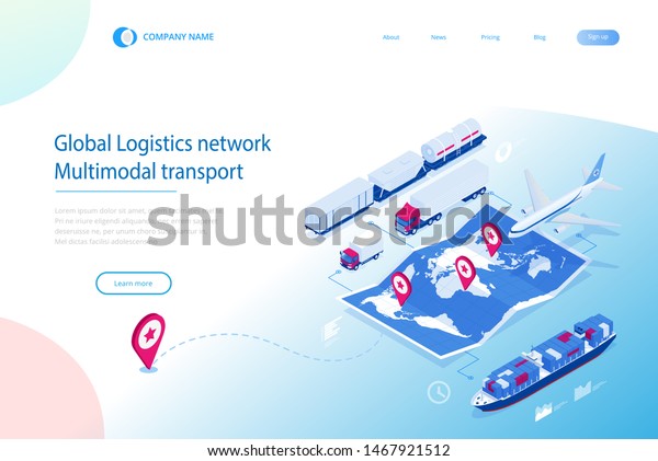 Web Template Banner Global Logistics Network Stock Vector (Royalty Free ...