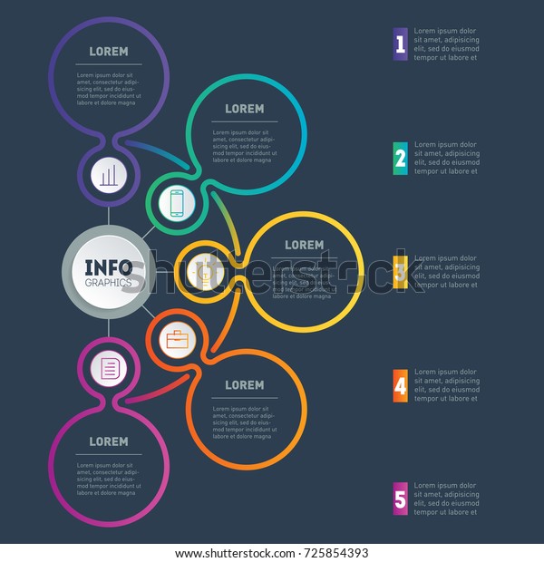Web Template Chart Mindmap Diagram 5 库存矢量图（免版税）725854393