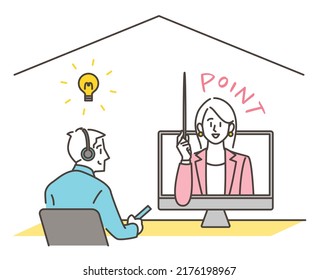 Webinar Concept Female Instructor Giving Online Stock Vector (Royalty ...