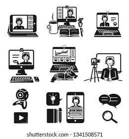 Webinar Icons Set Simple Set Webinar Stock Vector (Royalty Free ...