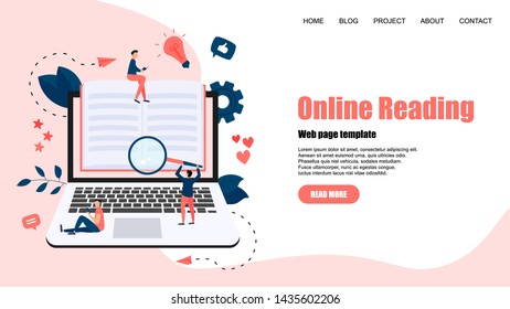 Webpage Template Flat Design Open Book Stock Vector (Royalty Free ...