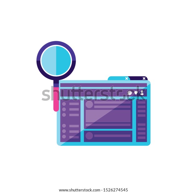Webpage Template Magnifying Glass Vector Illustration Stock Vector ...