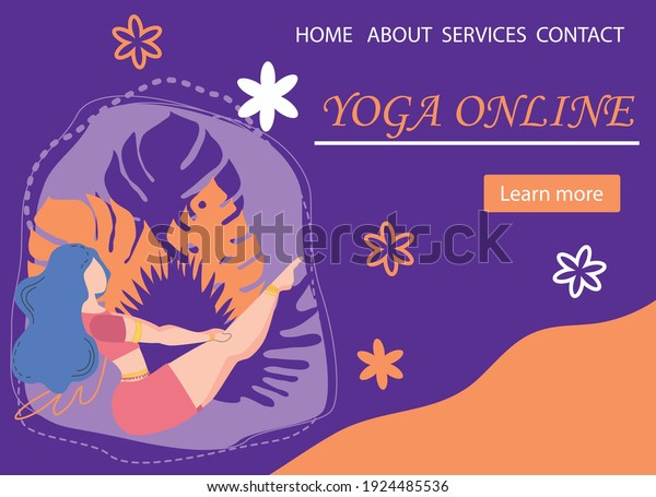 Website Banner Design Yoga Studio Promotion Stock Vector (Royalty Free ...