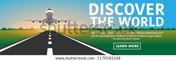 Website Banner Style Airplaneplane Taking Off Stock Vector (Royalty ...