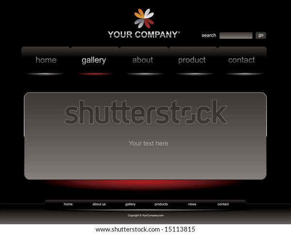 Website Black Glossy Template Stock Vector (Royalty Free) 15113815