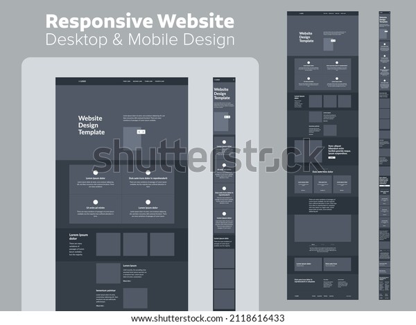 Website Dark Theme Design Business Desktop Stock Vector (Royalty Free ...