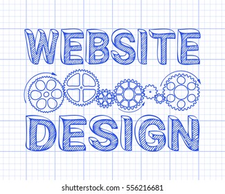 Website Design Hand Drawn Letters Gear Stock Vector (Royalty Free ...