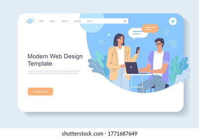 Website Design Modern Template Cartoon Vector Stock Vector (Royalty ...