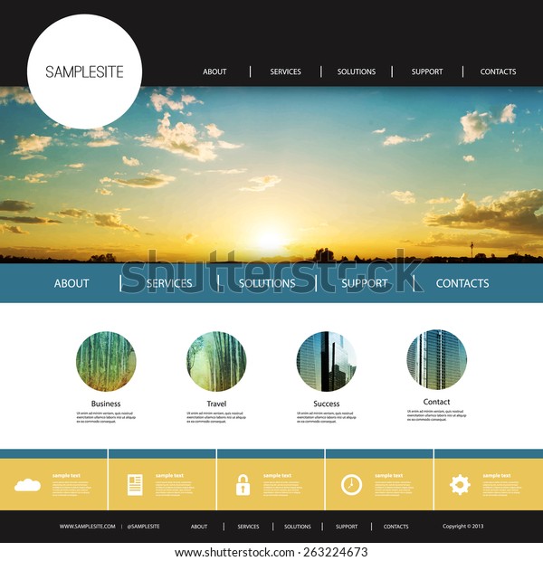 Website Design Template Your Business Sunset Stock Vector (Royalty Free ...
