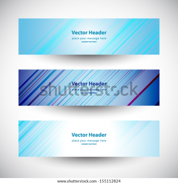Website Header Blue Stripes Banner Set Stock Vector (Royalty Free ...