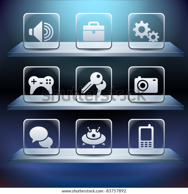 Website Internet Icons Transparent Glass Button Stock Vector (Royalty ...