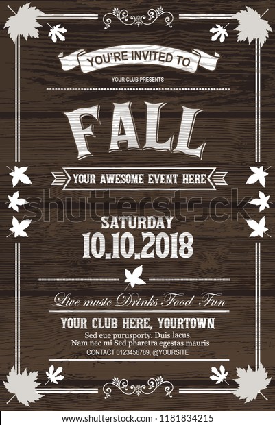 Website Invitation Banner Template Typography Autumn Stock Vector ...