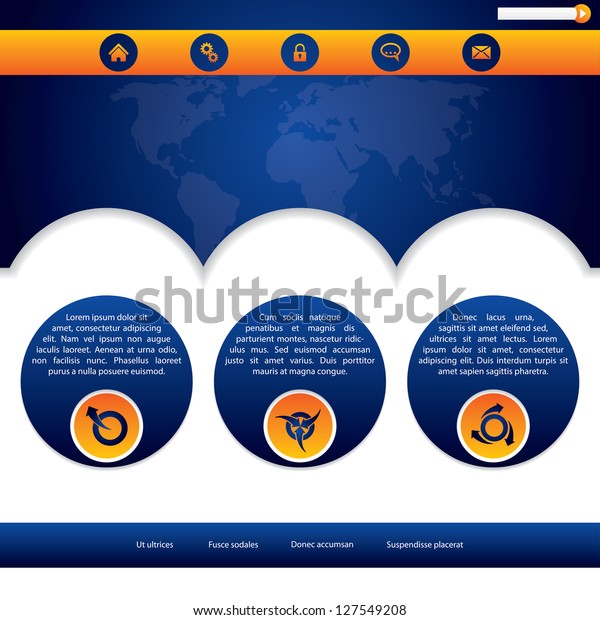 Website Template Design Blue Orange Colors: vector de stock (libre de ...