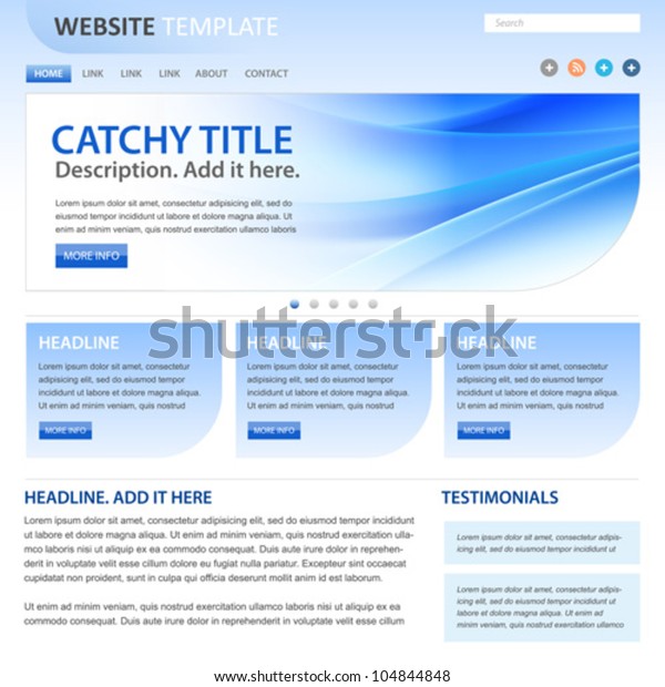 Website Template Design Business Blue Color 스톡 벡터(로열티 프리) 104844848