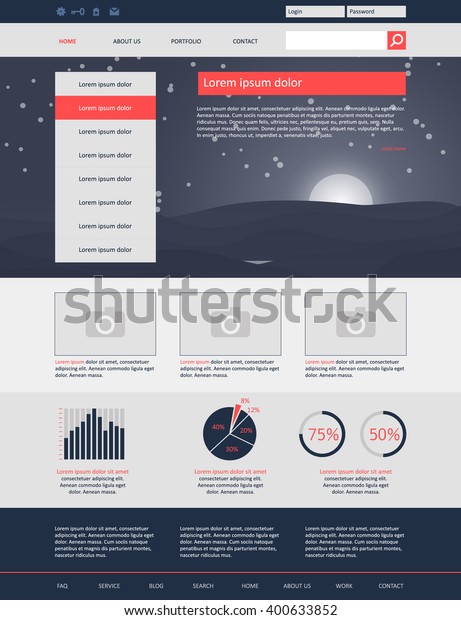 Website Template Design Your Business Red Stock Vector (Royalty Free ...