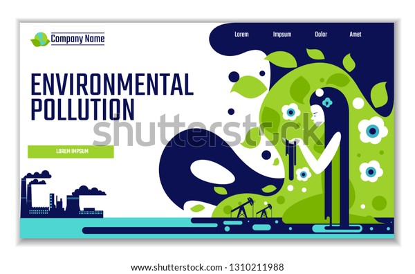 Website Template Environmental Pollution Graphic Web 스톡 벡터(로열티 프리 ...