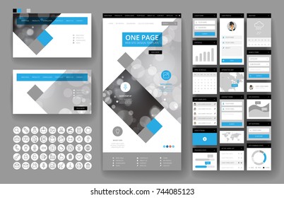 Website Template One Page Design Headers Stock Vector (Royalty Free ...