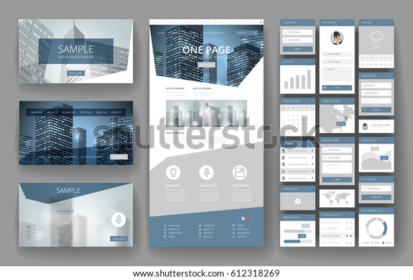 Website Template One Page Design Headers Stock Vector (Royalty Free ...