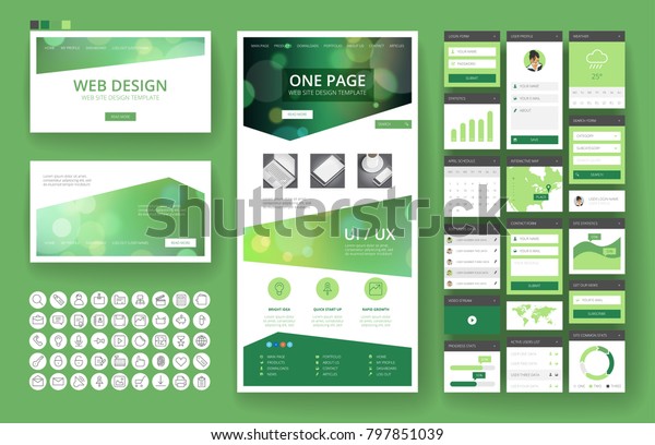 Website Template One Page Design Headers: стоковая векторная графика ...