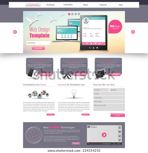 Website Template Smart Phone Company Stock Vector (Royalty Free) 224314210