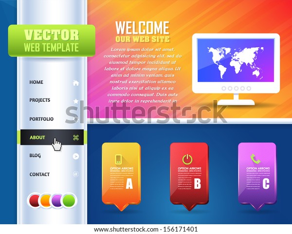 Website Template Vertical Navigation Stock Vector (Royalty Free ...
