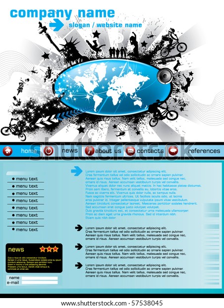 Website Template World Map Stock Vector (Royalty Free) 57538045 ...