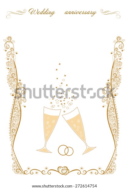 Wedding Anniversary Border Invitation Stock Vector (Royalty Free) 272614754