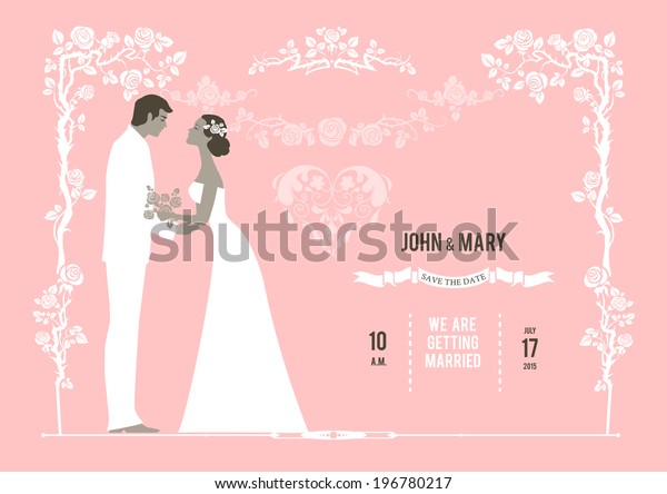 Wedding Background Bride Groom Invitation Card: เวกเตอร์สต็อก (ปลอดค่า ...