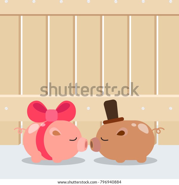 Wedding Background Design Couple Pig Stock Vector (Royalty Free ...
