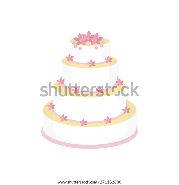 Wedding Cake Pink Flowers Vector Isolated Stock Vector (Royalty Free ...