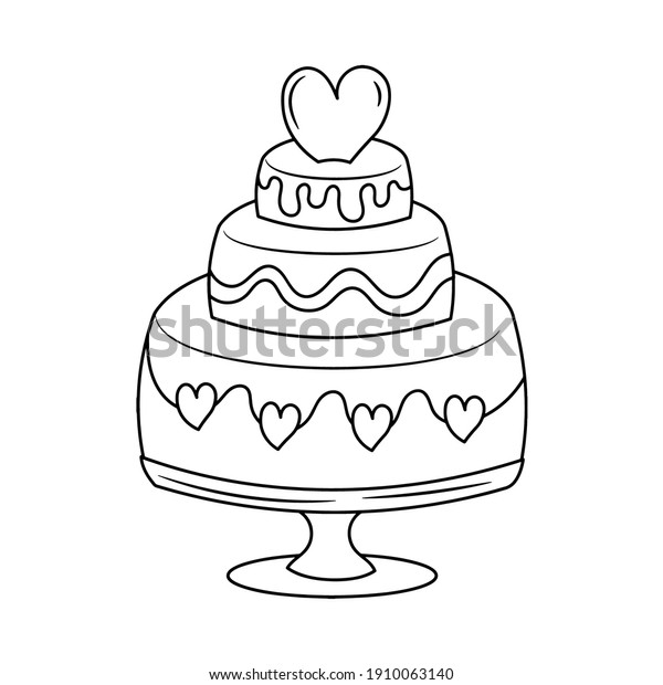 Wedding Cake Vector Illustration Isolated Linear Stock Vector (Royalty ...