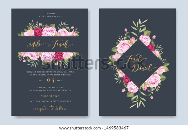 Wedding Card Design Floral Frame Template Stock Vector (Royalty Free ...