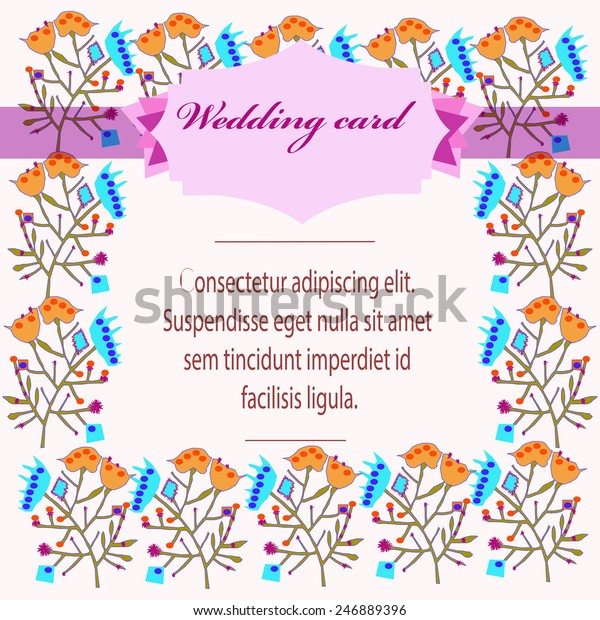 Wedding Card Stylized Bouquets Text Label Stock Vector (Royalty Free ...