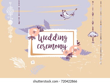 Wedding Ceremony Template Banner Poster Invitation Stock Vector ...