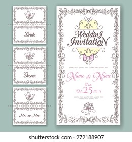Wedding Collection Invitation Name Cards Design Stock Vector (Royalty ...