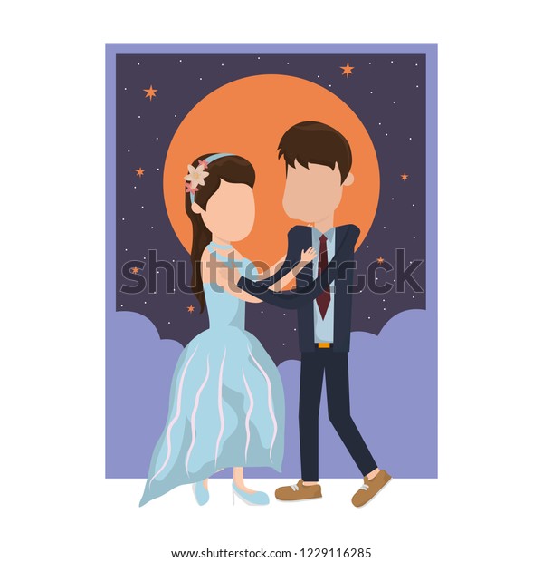 Wedding Couple Dancing Cartoon Stock Vector (Royalty Free) 1229116285 ...