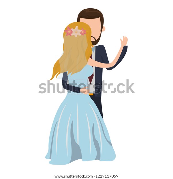Wedding Couple Dancing Cartoon Stock Vector (Royalty Free) 1229117059