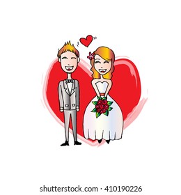 Wedding Couple Doodle Style Stock Vector (Royalty Free) 410190226 ...